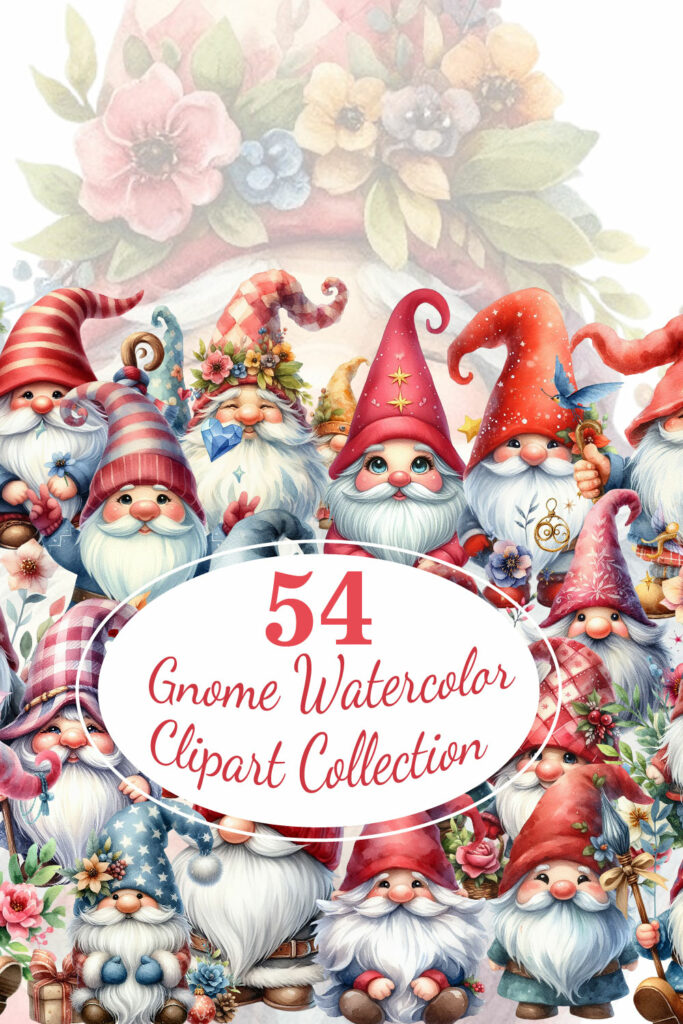 Cute Watercolor Gnome 54 PNG Clipart Collection - MasterBundles