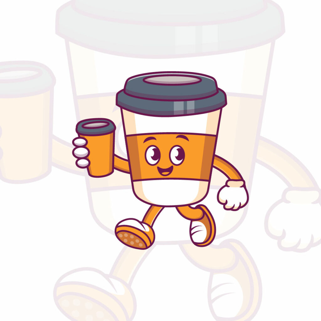 Cute coffee cup cartoon holding cup vector icon illustration ...