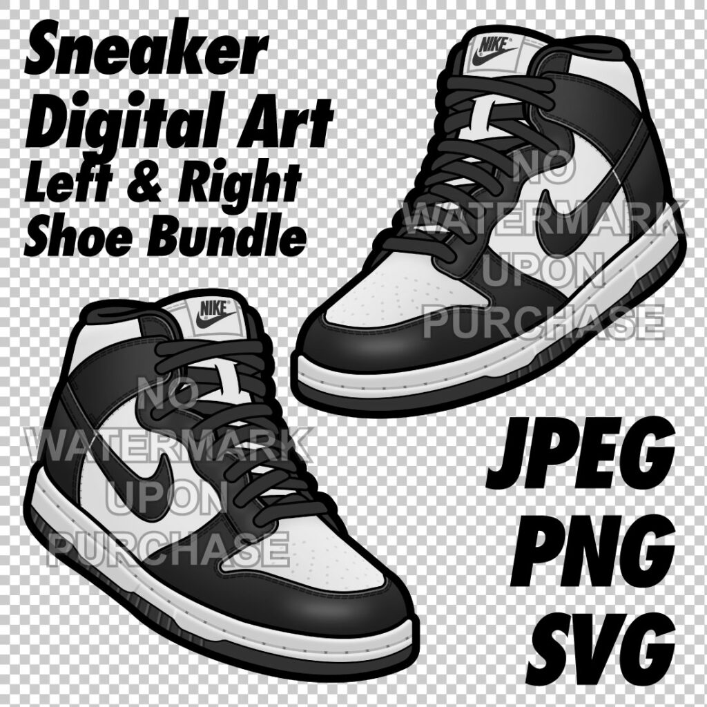Dunk High Panda JPEG PNG SVG right & left shoe bundle - MasterBundles