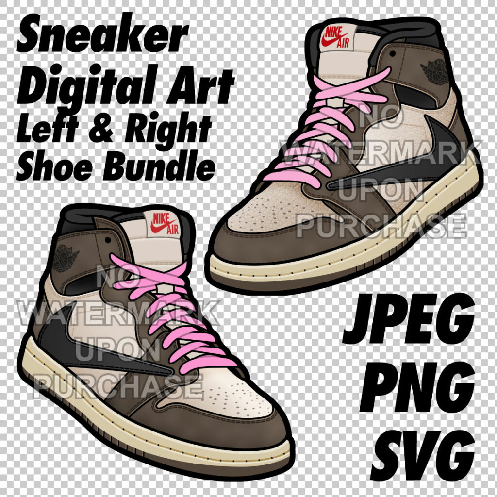 Air Jordan 1 Travis Scott JPEG PNG SVG right & left shoe bundle ...