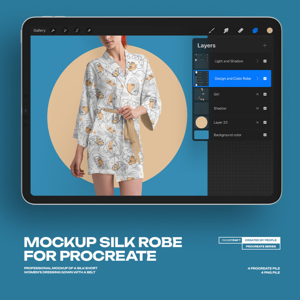 4 Mockups of a Silk Robe for Procreate - MasterBundles