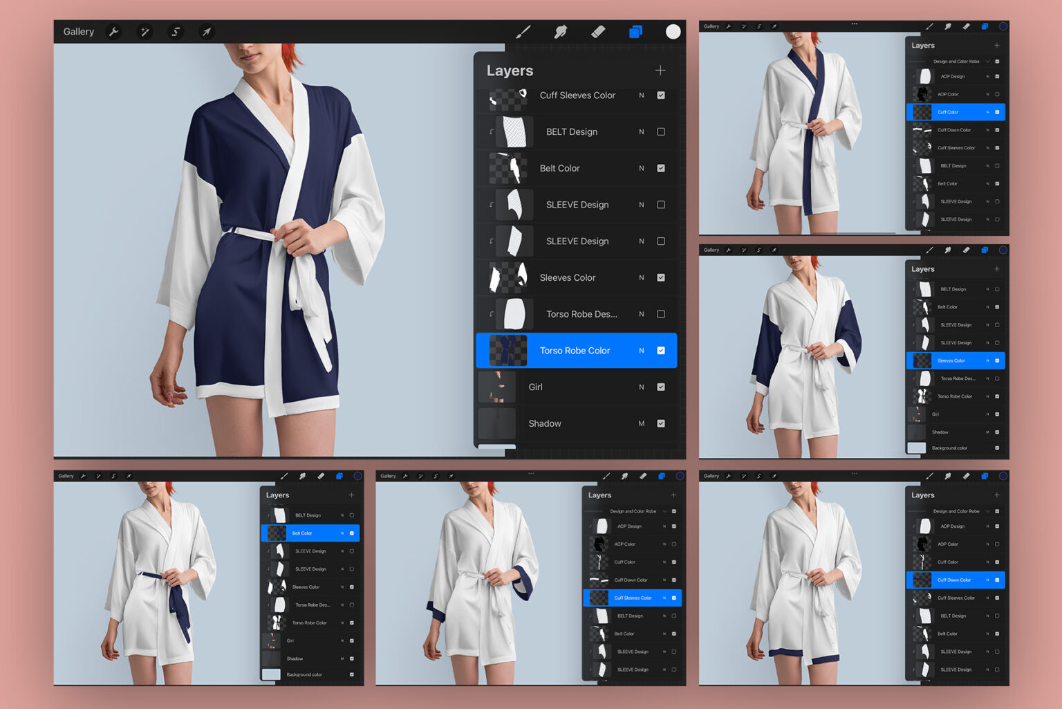 4 Mockups of a Silk Robe for Procreate - MasterBundles