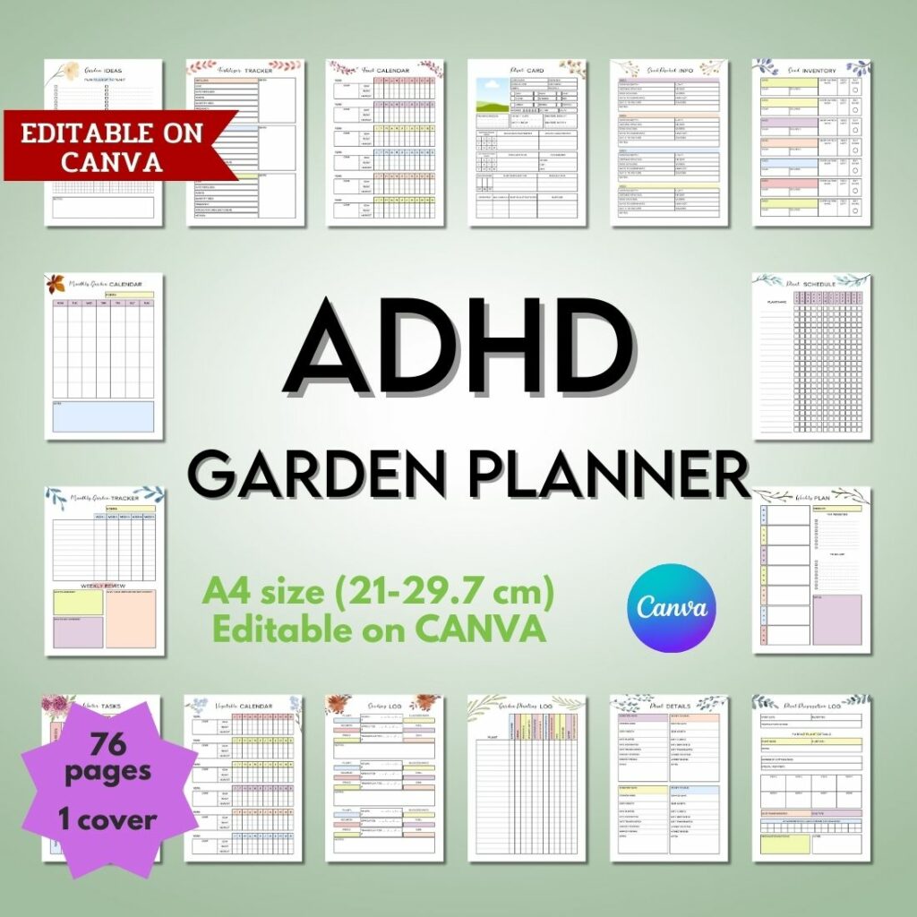 ADHD Garden Planner - Canva Template - MasterBundles