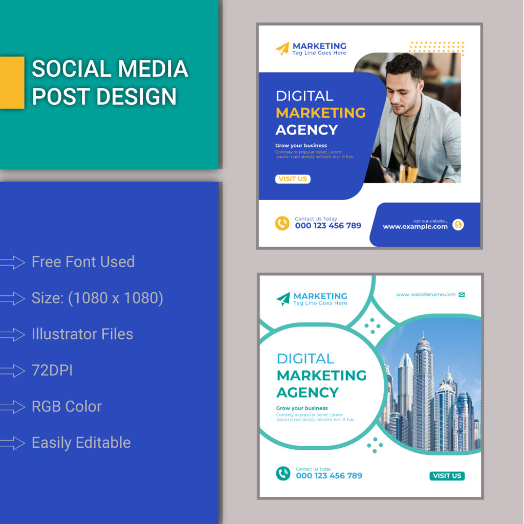 Social Media Posts Design Templates - MasterBundles