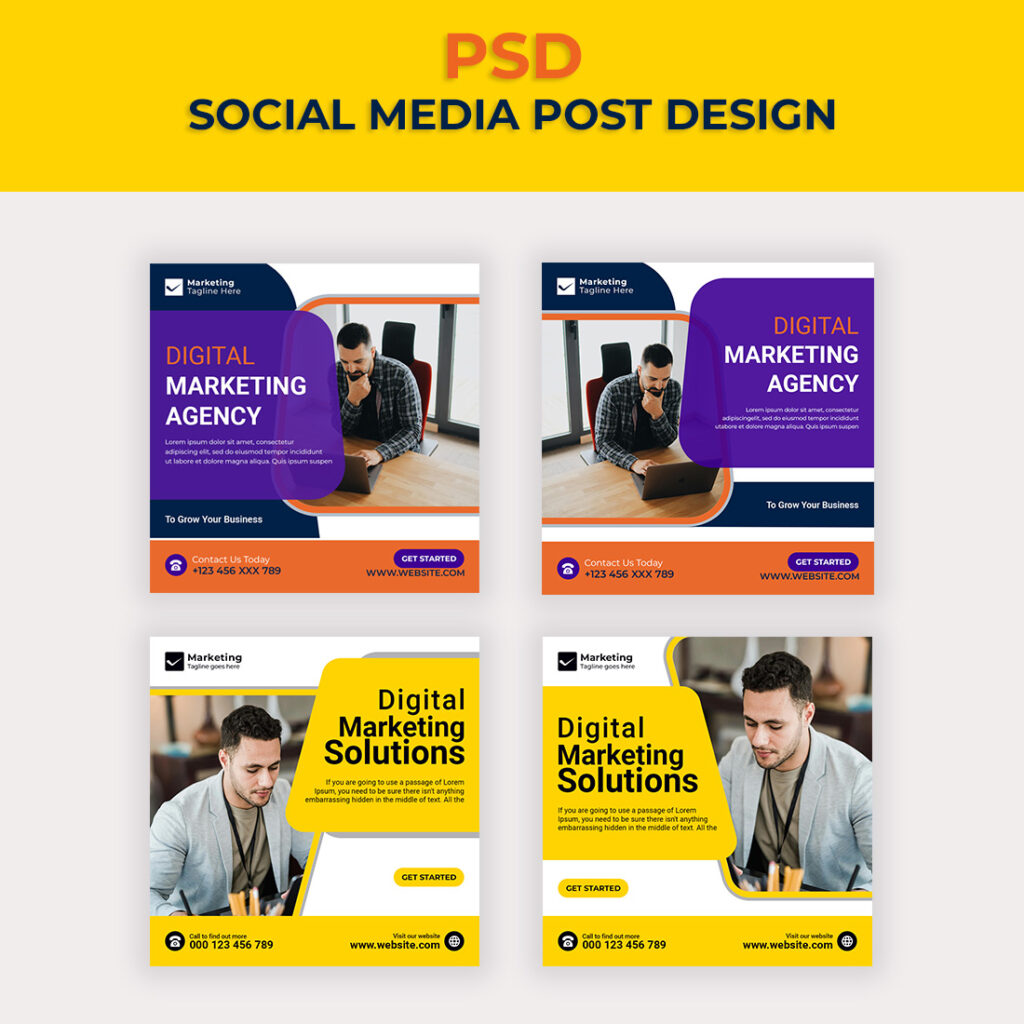 Digital Marketing Agency Social Media Posts Design Template - MasterBundles