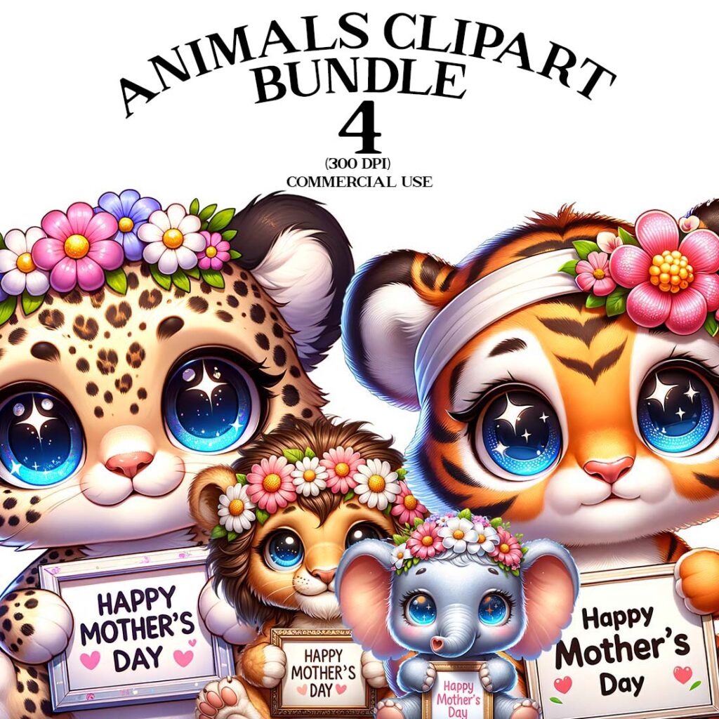 Mothers Day Animals Clipart Bundle | Clipart Bundle - MasterBundles