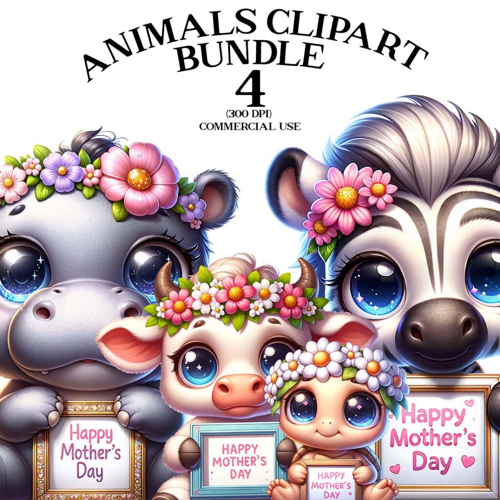 Mothers Day Animals Clipart Bundle | Clipart Bundle - MasterBundles