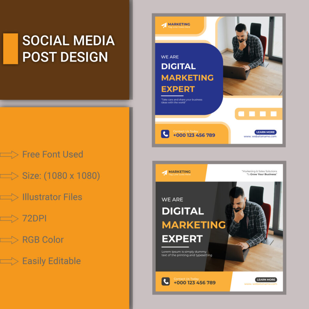 Social Media Post Design Template - MasterBundles