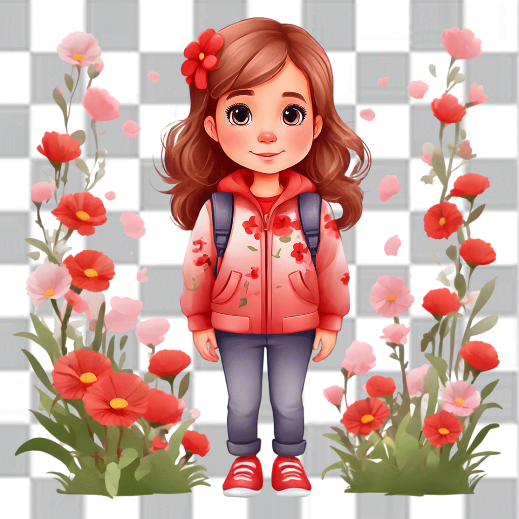 Floral Cute Girl Cliparts - MasterBundles