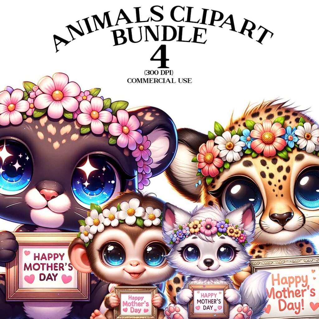 Mothers Day Animals Clipart Bundle | Clipart Bundle - MasterBundles