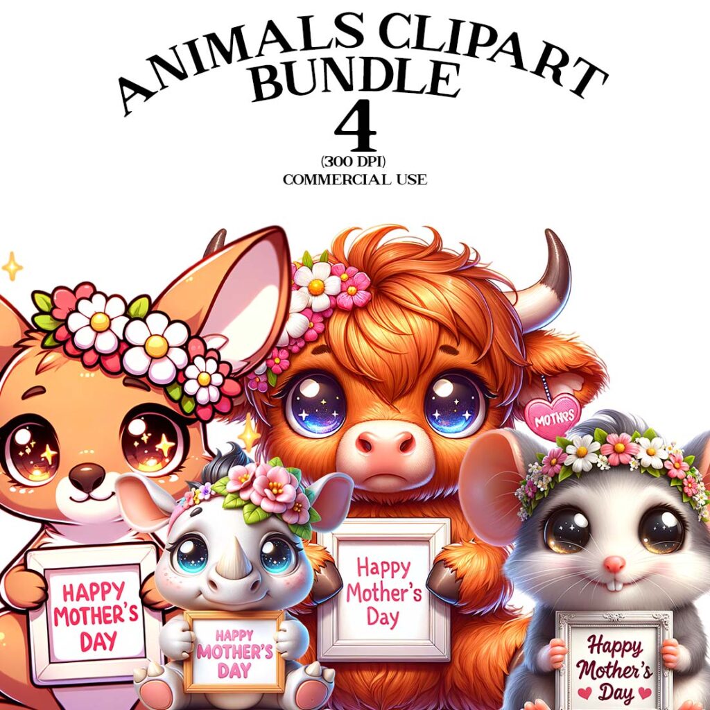 Mothers Day Animals Clipart Bundle | Clipart Bundle - MasterBundles