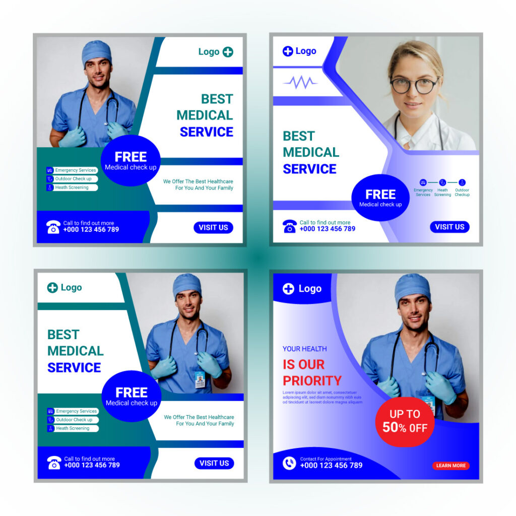 Medical and Healthcare Social Media Posts Design - MasterBundles