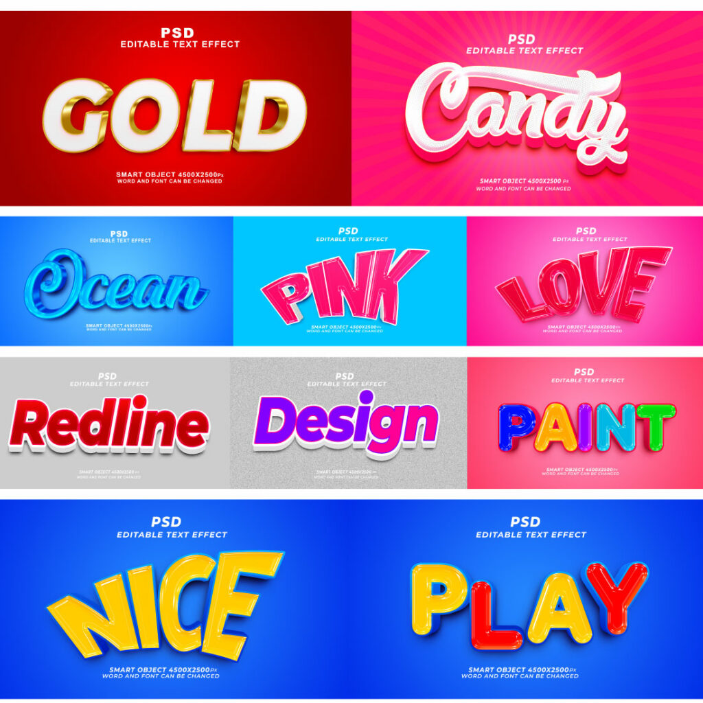 10 Best PSD bundle 3D editable text effect - MasterBundles