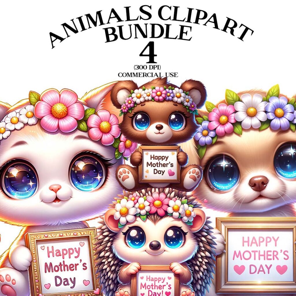 Mothers Day Animals Clipart Bundle | Clipart Bundle - MasterBundles
