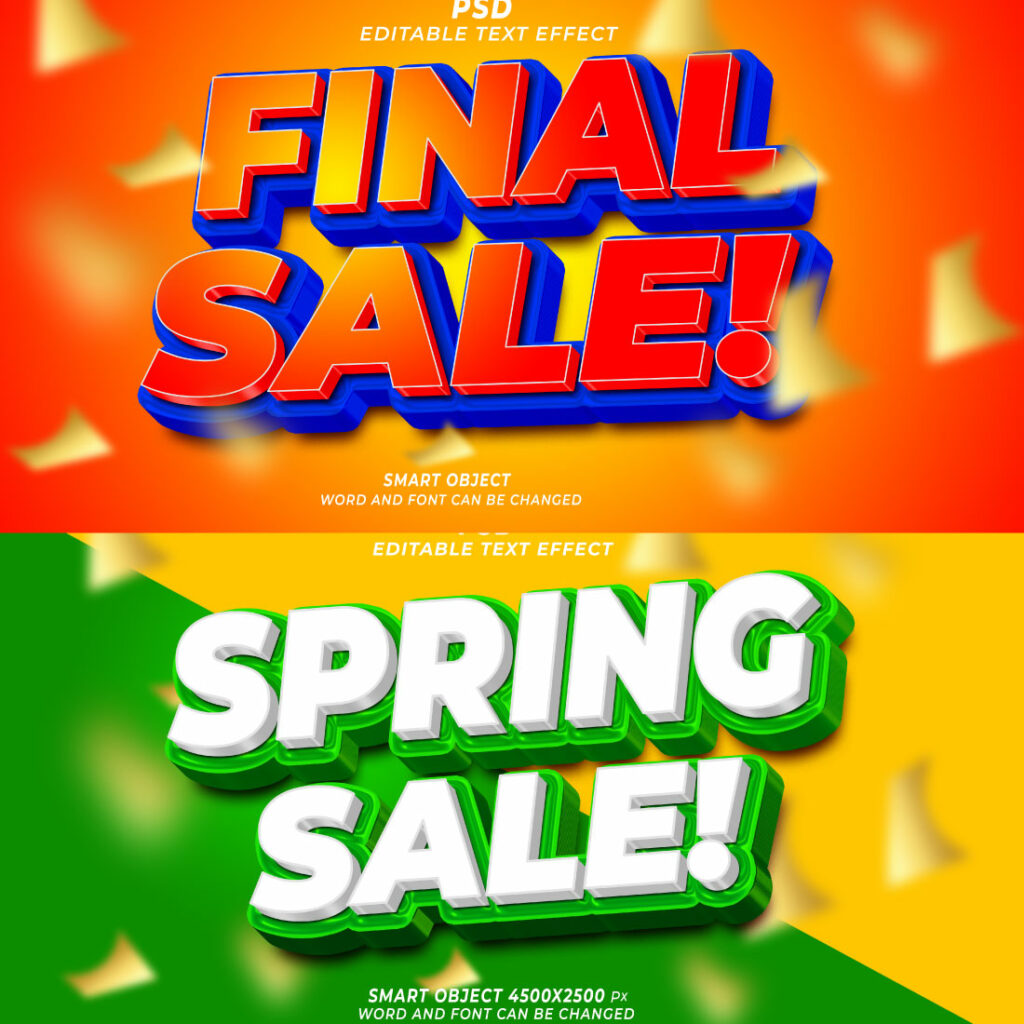 Sale Bundle PSD bundle 3D editable text effect - MasterBundles