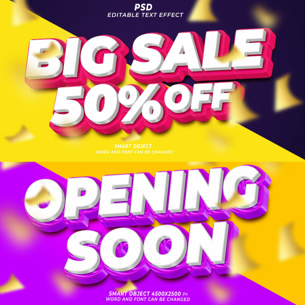 Sale Bundle PSD bundle 3D editable text effect - MasterBundles