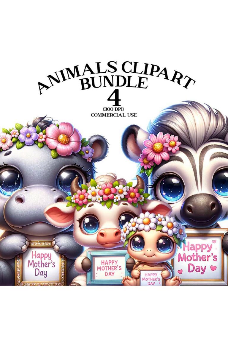 Mothers Day Animals Clipart Bundle | Clipart Bundle - MasterBundles