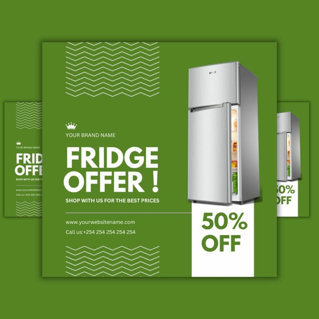 1 Instagram sized Canva Fridge Offer Sale Design Template Bundle – $4 ...