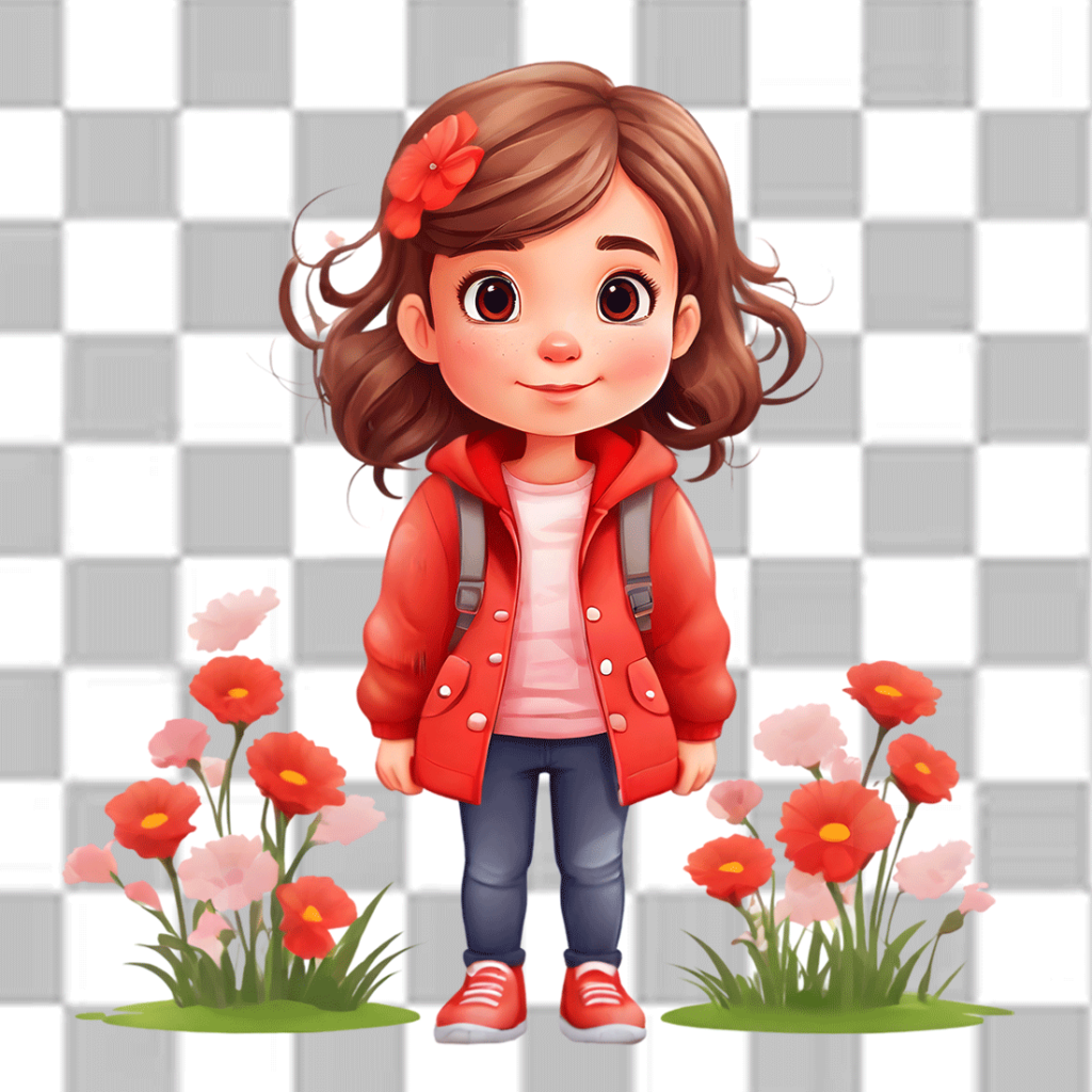 Floral Cute Girl Cliparts - MasterBundles