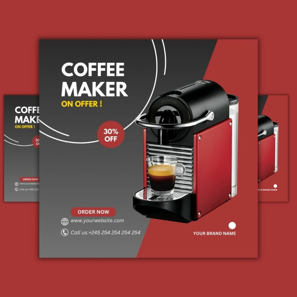 1 Instagram sized Canva Coffee Maker Sale Design Template Bundle – $4 ...