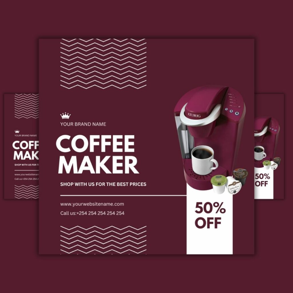 1 Instagram sized Canva Coffee Maker Design Template Bundle – $4 ...