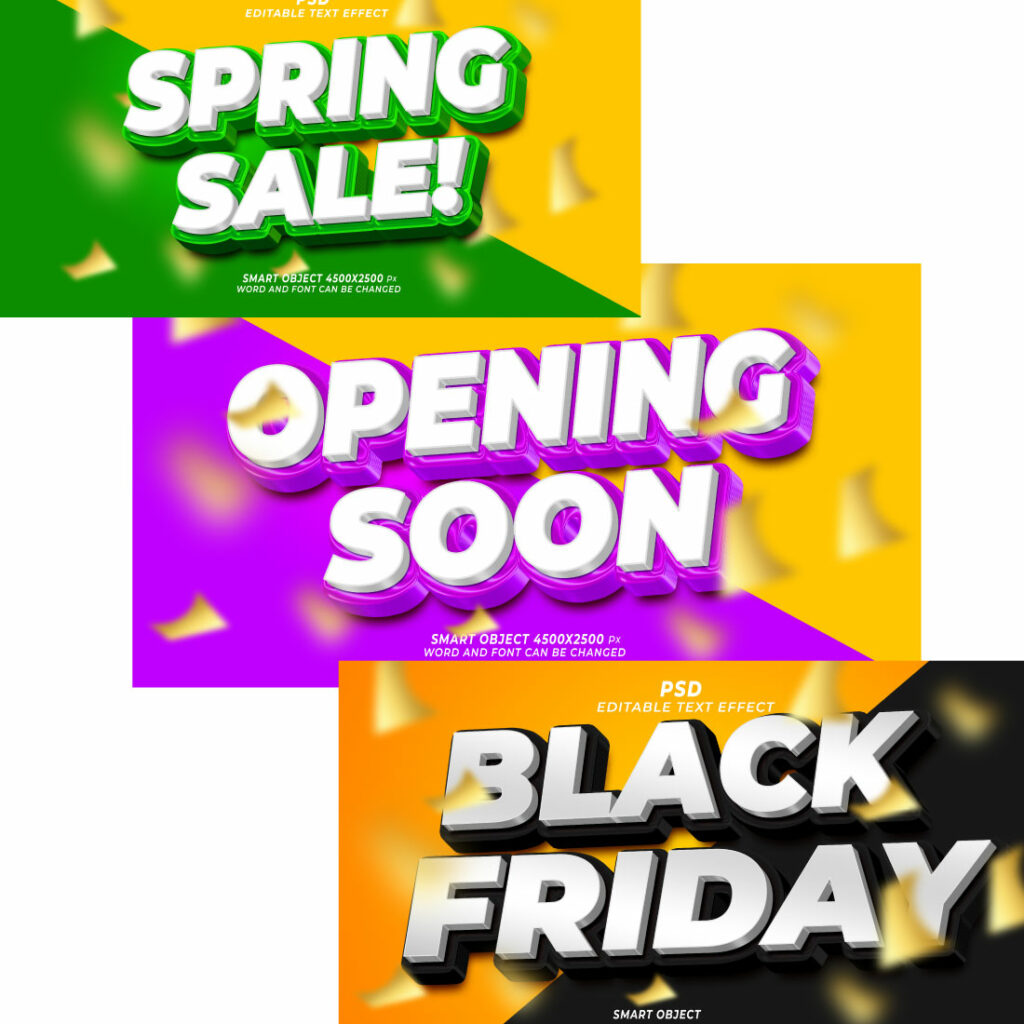 Sale Bundle PSD bundle 3D editable text effect - MasterBundles