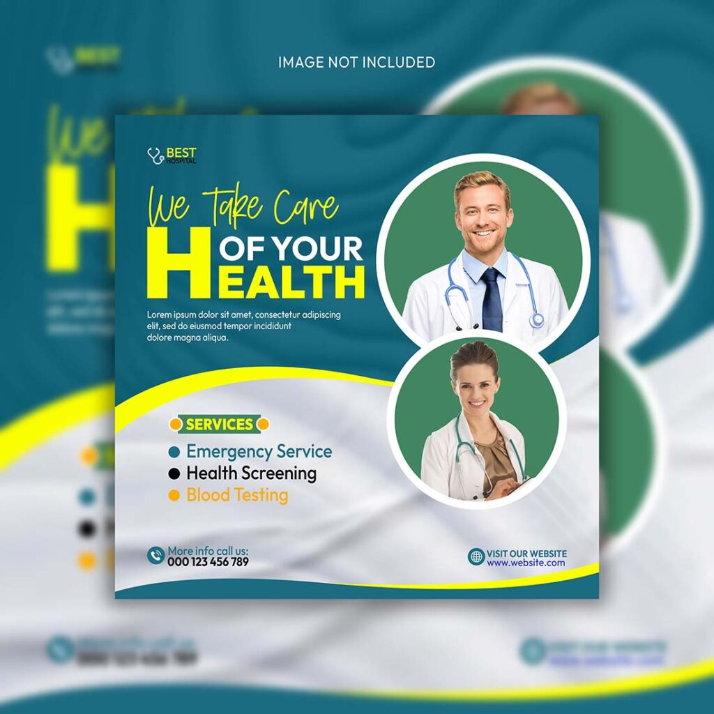 Medical Hospital Social Media Promotion Banner Template - MasterBundles