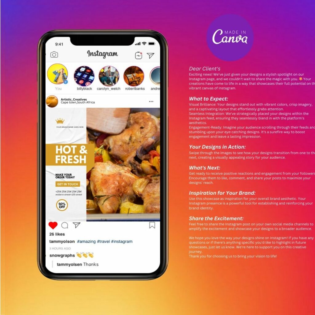 1 Instagram sized Canva Chicken Fas Food Design Template Bundle – $4 ...