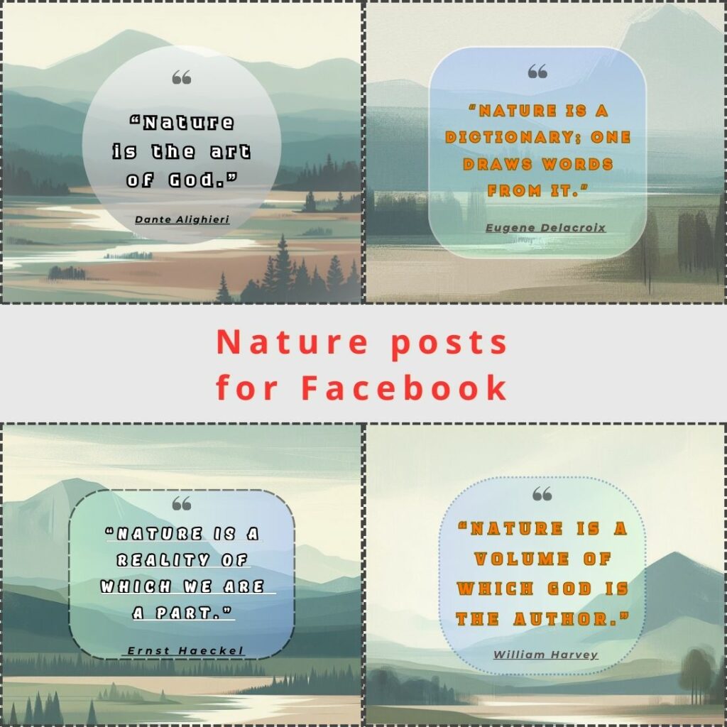 Quotes for Facebook. Set of 15 nature posts for Facebook - MasterBundles