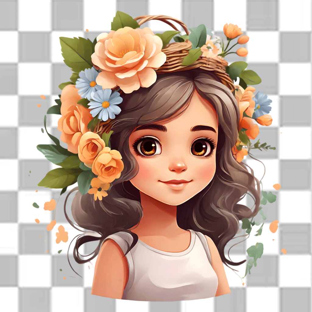 Happy Floral Girl Pack 2 Cliparts - MasterBundles