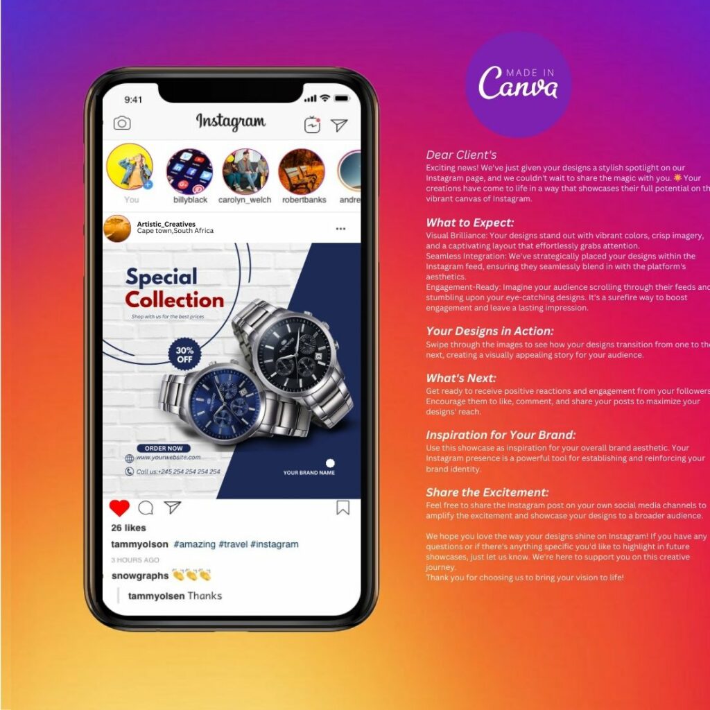 1 Instagram sized Canva Watch Special Collection Sale Design Template ...