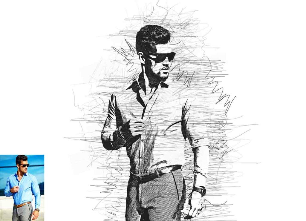 Ink Pencil Drawing Photoshop Action - MasterBundles