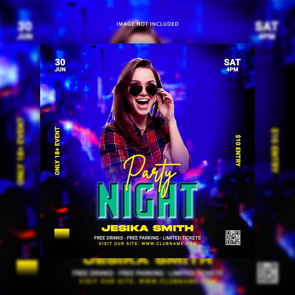 Night Party Social Promotional Template - MasterBundles