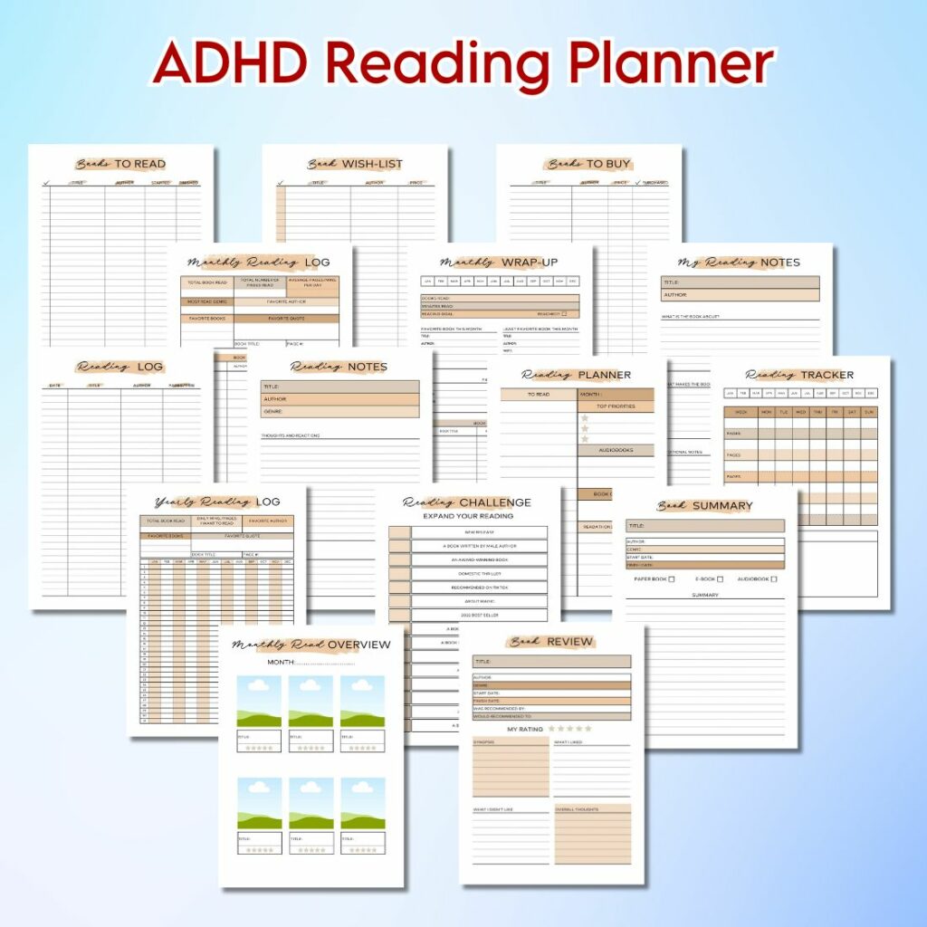ADHD Reading Planner - Canva Template - MasterBundles