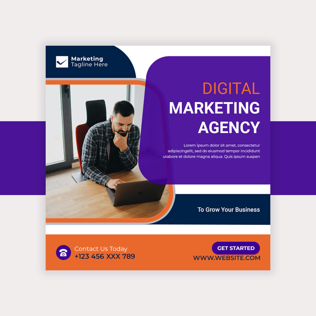 Digital Marketing Agency Social Media Posts Design Template - MasterBundles