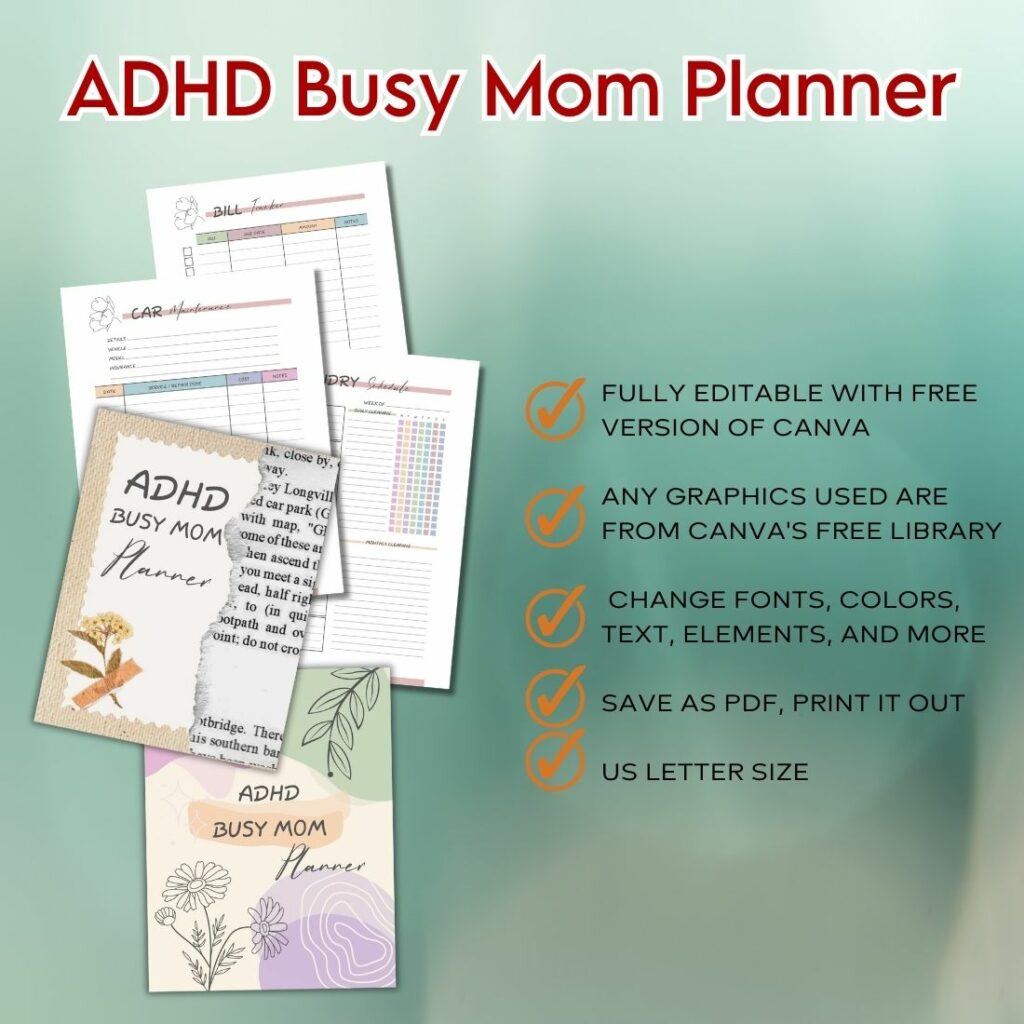 ADHD Busy Mom Planner - Canva Template - MasterBundles
