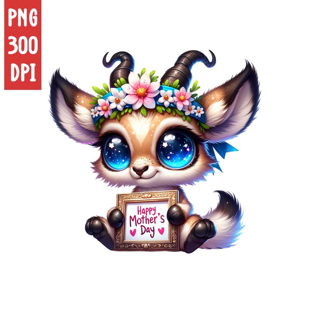 Mother's Day Animal Clipart | Cute Markhor with frame clipart | PNG ...