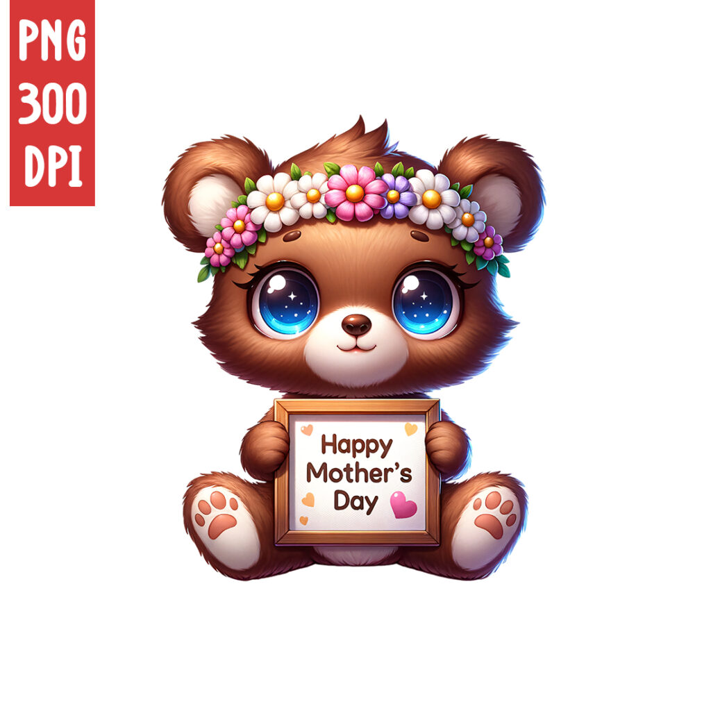 Mother's Day Animal Clipart | Cute Bear with frame clipart | PNG ...