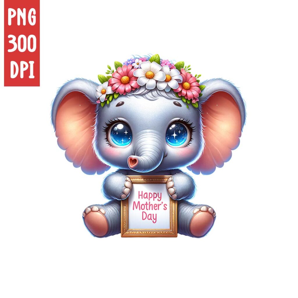 Mother's Day Animal Clipart | Cute Koala with Elephant clipart | PNG ...