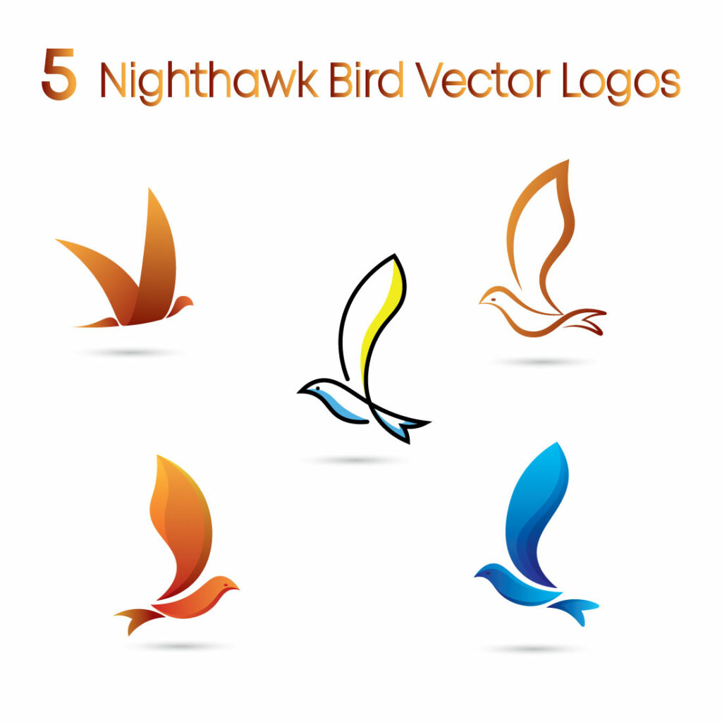5 Nighthawk Bird Vector Logos - MasterBundles