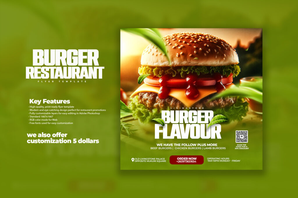 Burger Restaurant Flyer Template - MasterBundles
