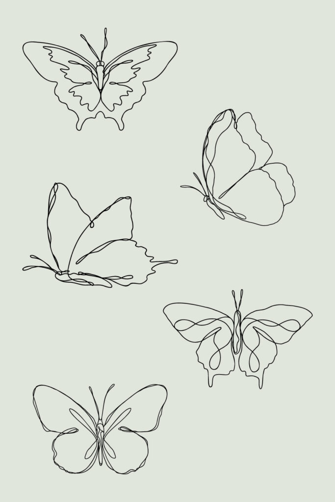 Butterfly Line Art Bundle | Continuous Line Fluttering Butterflies ... Butterfly Line Art Bundle | Continuous Line Fluttering Butterflies ...