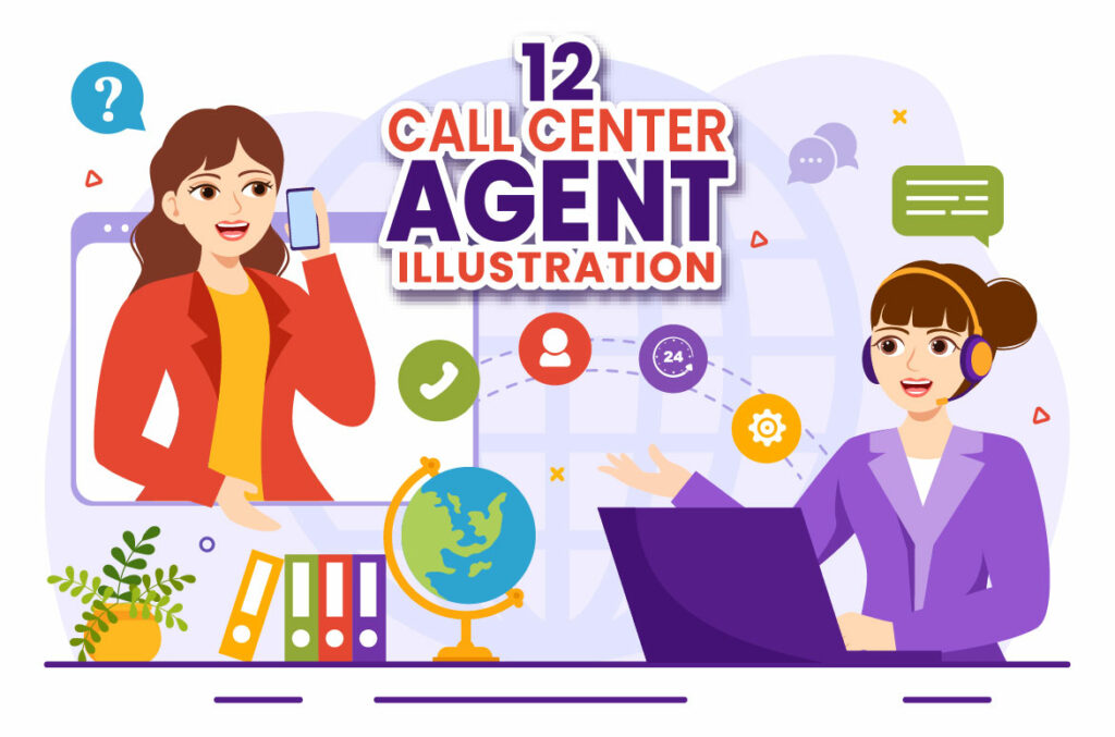 12 Call Center Agent Illustration - MasterBundles