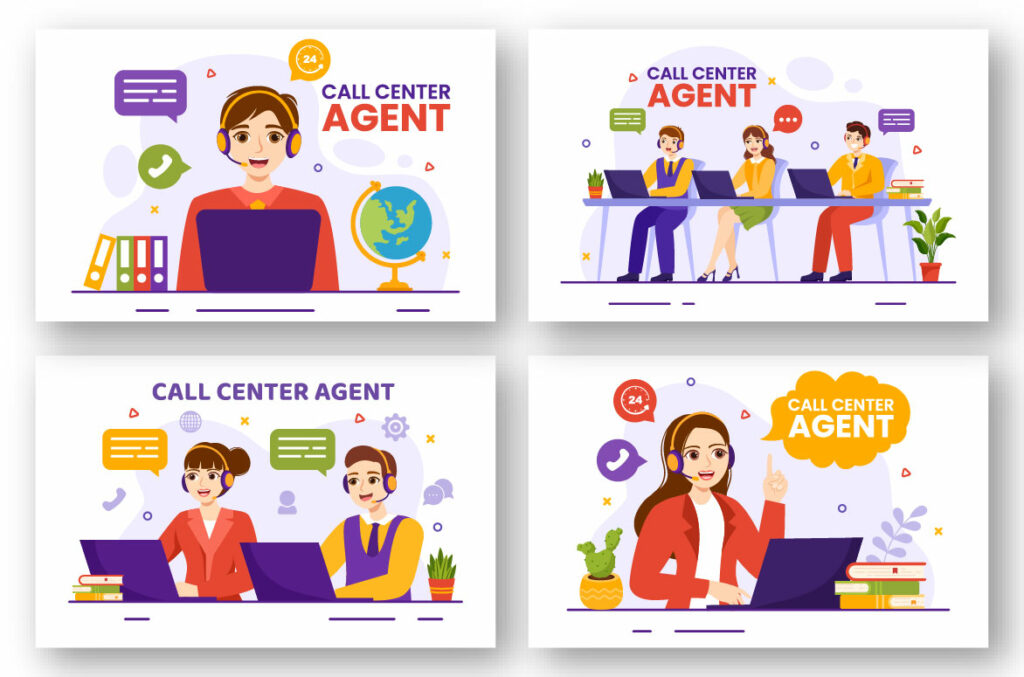 12 Call Center Agent Illustration - MasterBundles