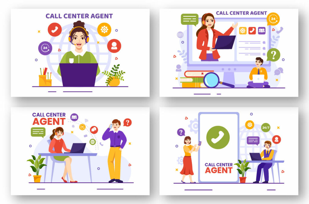 12 Call Center Agent Illustration - MasterBundles