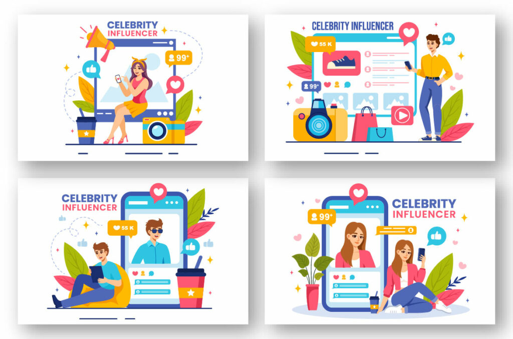 12 Celebrity Influencer Illustration - MasterBundles