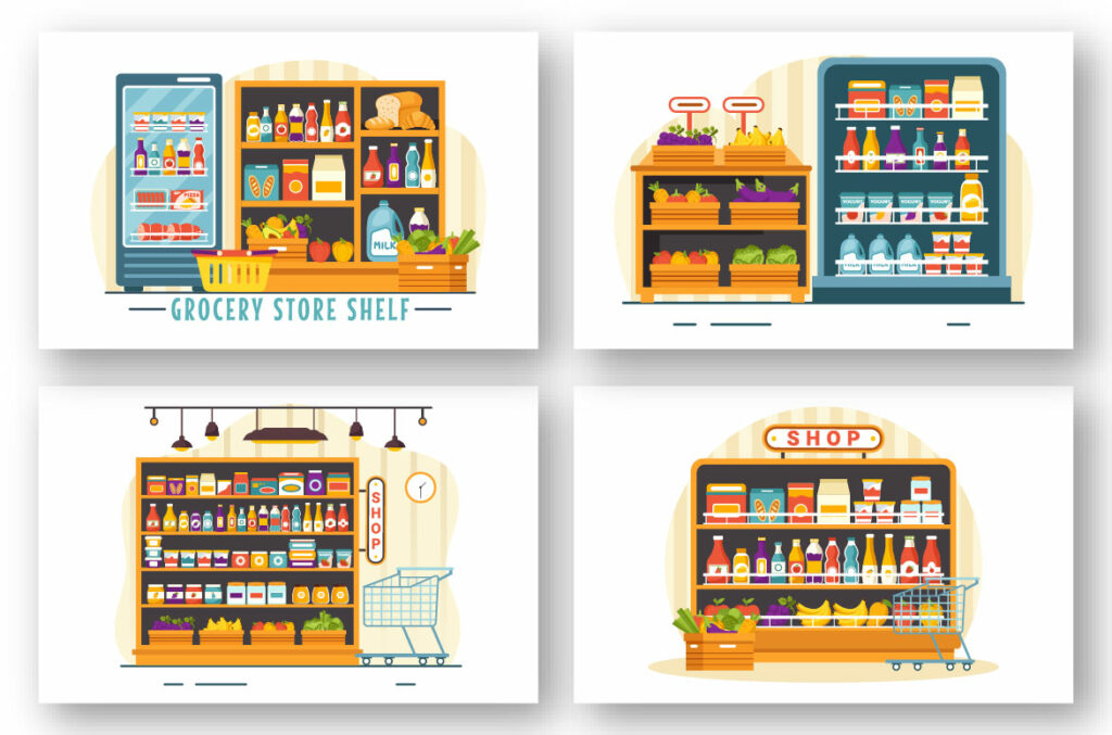 10 Grocery Store Shelf Illustration - MasterBundles