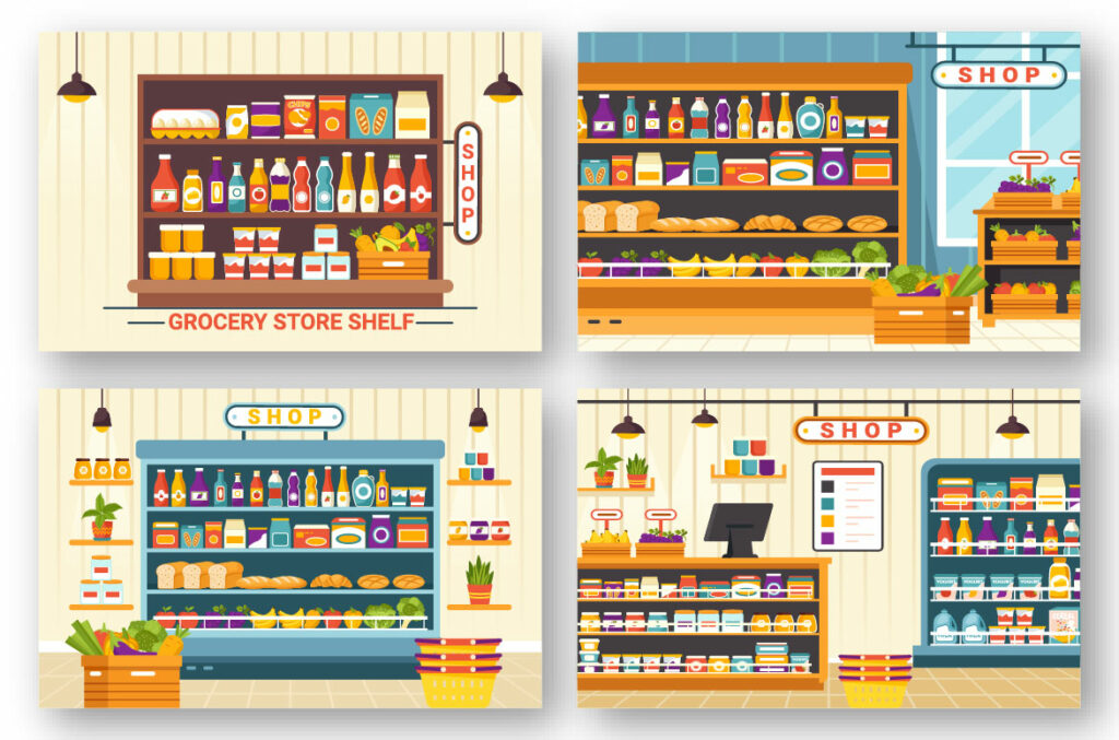 10 Grocery Store Shelf Illustration - MasterBundles