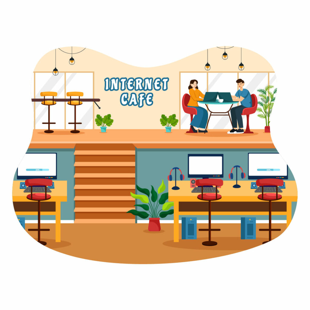 8 Internet Cafe Illustration - MasterBundles