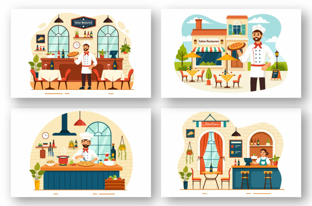 10 Italian Food Restaurant Illustration - MasterBundles